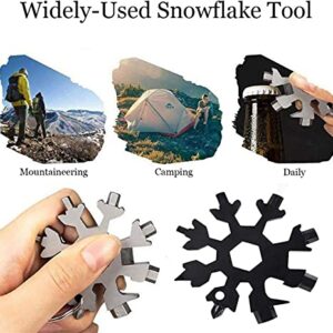 18-in-1 Stainless Steel Snowflake Keychain Multi-Tool Portable Keychain Screwdriver Bottle Opener Tool for Outdoor Camping Gift for Valentine's Day, Birthday, and Happy New Year (multi4 pack)