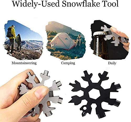 18-in-1 Stainless Steel Snowflake Keychain Multi-Tool Portable Keychain Screwdriver Bottle Opener Tool for Outdoor Camping Gift for Valentine's Day, Birthday, and Happy New Year (multi4 pack)