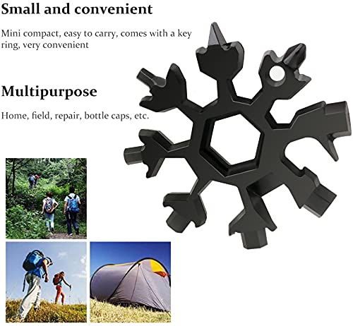 18-in-1 Stainless Steel Snowflake Keychain Multi-Tool Portable Keychain Screwdriver Bottle Opener Tool for Outdoor Camping Gift for Valentine's Day, Birthday, and Happy New Year (multi4 pack)