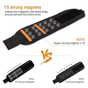 Magnetic Wristband with 15 Strong Magnets for Holding Screws, Nails, Drill Bits - Best Tool Organizers and Gift for Men, DIY Handyman, Father/Dad, Husband, Boyfriend, Women