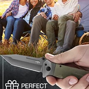 Pocket Knife Spring Assisted Knife - Folding Tactical Knives Japanese Tanto Blade Knives - Ninja Assisted Opening Knife - Best for Camping Hiking EDC Work Knife Birthday Christmas Gifts for Men 6688