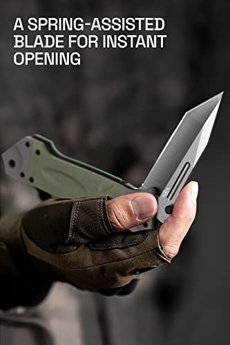 Pocket Knife Spring Assisted Knife - Folding Tactical Knives Japanese Tanto Blade Knives - Ninja Assisted Opening Knife - Best for Camping Hiking EDC Work Knife Birthday Christmas Gifts for Men 6688