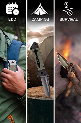 Pocket Knife Spring Assisted Knife - Folding Tactical Knives Japanese Tanto Blade Knives - Ninja Assisted Opening Knife - Best for Camping Hiking EDC Work Knife Birthday Christmas Gifts for Men 6688