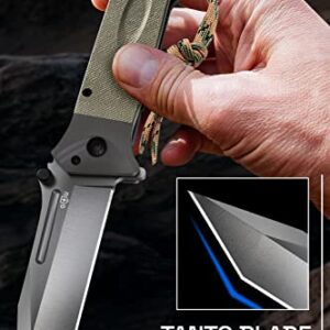 Pocket Knife Spring Assisted Knife - Folding Tactical Knives Japanese Tanto Blade Knives - Ninja Assisted Opening Knife - Best for Camping Hiking EDC Work Knife Birthday Christmas Gifts for Men 6688