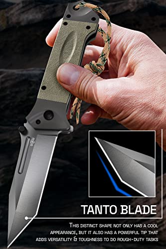 Pocket Knife Spring Assisted Knife - Folding Tactical Knives Japanese Tanto Blade Knives - Ninja Assisted Opening Knife - Best for Camping Hiking EDC Work Knife Birthday Christmas Gifts for Men 6688