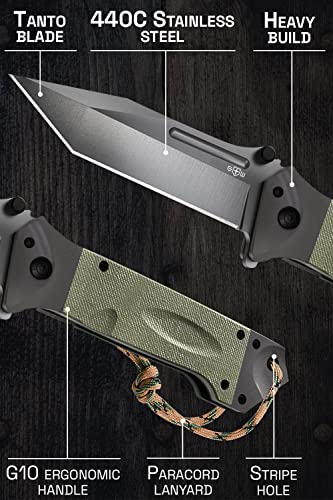 Pocket Knife Spring Assisted Knife - Folding Tactical Knives Japanese Tanto Blade Knives - Ninja Assisted Opening Knife - Best for Camping Hiking EDC Work Knife Birthday Christmas Gifts for Men 6688