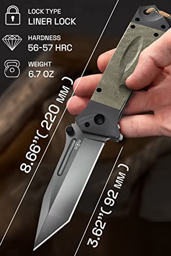 Pocket Knife Spring Assisted Knife - Folding Tactical Knives Japanese Tanto Blade Knives - Ninja Assisted Opening Knife - Best for Camping Hiking EDC Work Knife Birthday Christmas Gifts for Men 6688