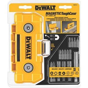 dewalt impact driver bit set with magnetic tough case, 15-piece (dwmtc15) , yellow