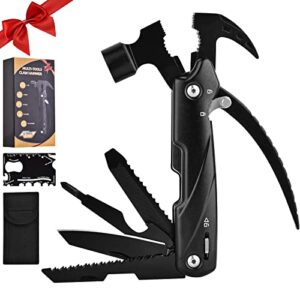 keegop hammer multitool, 12 in 1 portable hammer survival gear kit camping gear cool gadgets for men gift for dad father boyfriend husband, survival multitool mini pocket hammer black