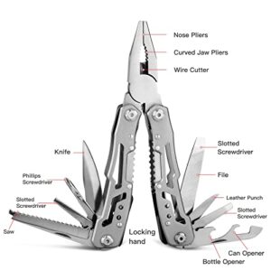 14-In-1 Multitool Pliers，Premium Portable Multi Tool ，with Safety Locking Professional Stainless Steel Multitool Pliers Pocket Knife,Apply to Survival, Camping, Gifts for Dad Husband Boyfriend