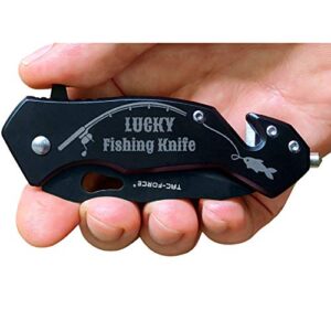 lucky fishing knife – fisherman gifts for men – engraved pocket knife – gift idea for fishers – fisherman gifts for husband, friend, dad, grandpa, coworker – father’s day, christmas gift (lucky knife)