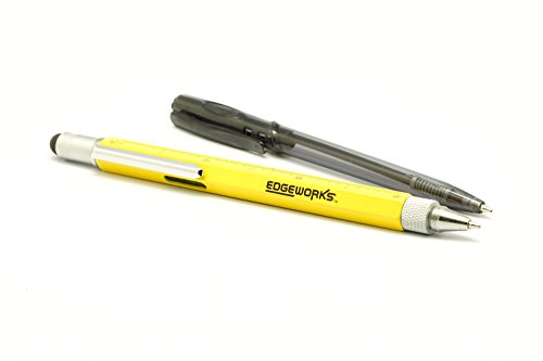 Screwdriver Pen Pocket Multi-Tool By EdgeWorks – Multi-Functional & Sturdy Aluminum DIY Tool, With Screwdriver, Stylus, Bubble Level, Ruler & Phillips Flathead Bit, Unique Gift Idea - Yellow