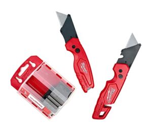 milwaukee fastback flip utility knife 2 piece set with razor blade dispenser (50 blades included)