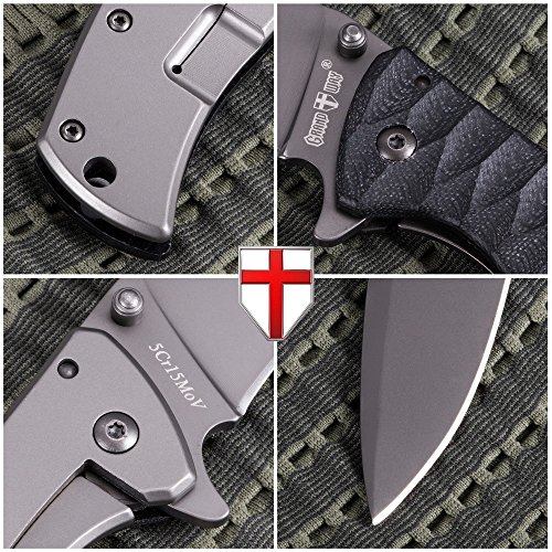 Pocket Knife - Folding Tactical Knives - Boy Scout Knofe Steel Blade G10 Handle - EDC Black Military Jack Flipper Knife -Best for Camping Hunting Fishing Work Survival -Coool Gifts for Men 01304