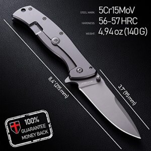 Pocket Knife - Folding Tactical Knives - Boy Scout Knofe Steel Blade G10 Handle - EDC Black Military Jack Flipper Knife -Best for Camping Hunting Fishing Work Survival -Coool Gifts for Men 01304