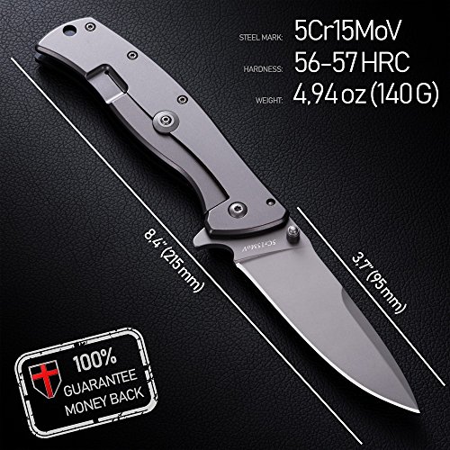 Pocket Knife - Folding Tactical Knives - Boy Scout Knofe Steel Blade G10 Handle - EDC Black Military Jack Flipper Knife -Best for Camping Hunting Fishing Work Survival -Coool Gifts for Men 01304