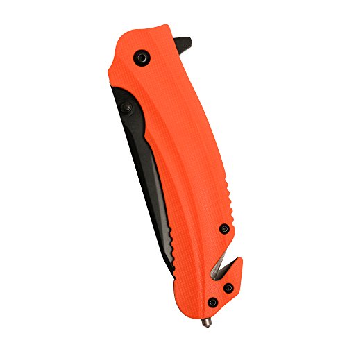 Kershaw Barricade (8650) Orange Multifunction Rescue Pocket Knife with 3.5 Inch Stainless Steel Blade; SpeedSafe Opening, Glass Breaker Tip, Belt Cutter, Pocketclip; 4.5 oz