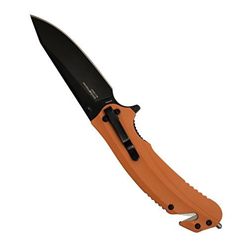 Kershaw Barricade (8650) Orange Multifunction Rescue Pocket Knife with 3.5 Inch Stainless Steel Blade; SpeedSafe Opening, Glass Breaker Tip, Belt Cutter, Pocketclip; 4.5 oz