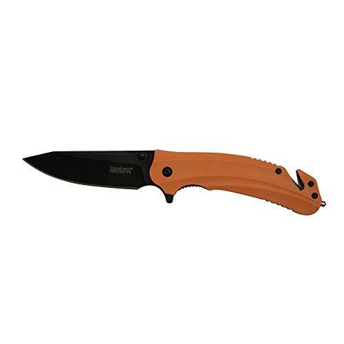 Kershaw Barricade (8650) Orange Multifunction Rescue Pocket Knife with 3.5 Inch Stainless Steel Blade; SpeedSafe Opening, Glass Breaker Tip, Belt Cutter, Pocketclip; 4.5 oz