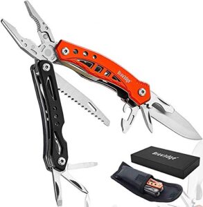 multitool bravedge multi tool pliers, 12-in-1, foldable, pocket-size with sheath, gifts for men and women, dad’s choice, for camping, survival, cycling, hiking, hunting, stainless steel