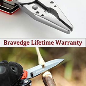 Multitool Bravedge Multi Tool Pliers, 12-in-1, Foldable, Pocket-size with Sheath, Gifts for Men and Women, Dad's choice, for Camping, Survival, Cycling, Hiking, Hunting, Stainless Steel