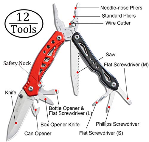 Multitool Bravedge Multi Tool Pliers, 12-in-1, Foldable, Pocket-size with Sheath, Gifts for Men and Women, Dad's choice, for Camping, Survival, Cycling, Hiking, Hunting, Stainless Steel