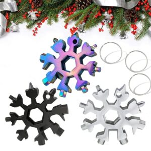 18-in-1 Snowflake Multi Tool Stainless Steel Handy Snowflake Wrench Tool Snowflake Screwdriver Tactical Tool for Outdoor Camping Valentine's Day (Multi 3 PACK)