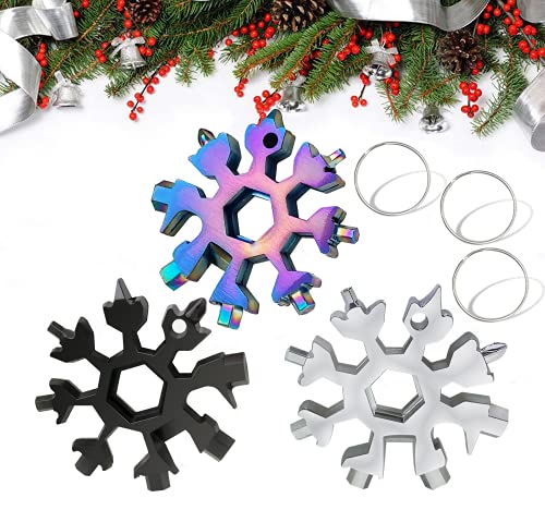 18-in-1 Snowflake Multi Tool Stainless Steel Handy Snowflake Wrench Tool Snowflake Screwdriver Tactical Tool for Outdoor Camping Valentine's Day (Multi 3 PACK)