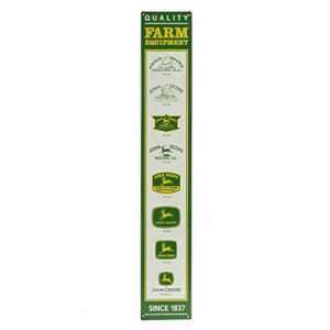 open road brands john deere logo evolution vertical embossed metal sign – vintage john deere sign for garage or man cave