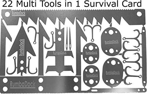 Survival Gear Credit Card Multi Tool (2 Pack) -Best Bug Out Bag Shtf Camping Multipurpose EDC Multitool - Fishing Hooks; Arrowheads; Saws, Hunting Survival Kit, Disaster Preppers Emergency Gift Idea