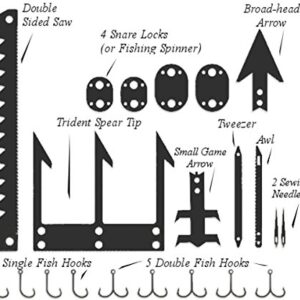 Survival Gear Credit Card Multi Tool (2 Pack) -Best Bug Out Bag Shtf Camping Multipurpose EDC Multitool - Fishing Hooks; Arrowheads; Saws, Hunting Survival Kit, Disaster Preppers Emergency Gift Idea