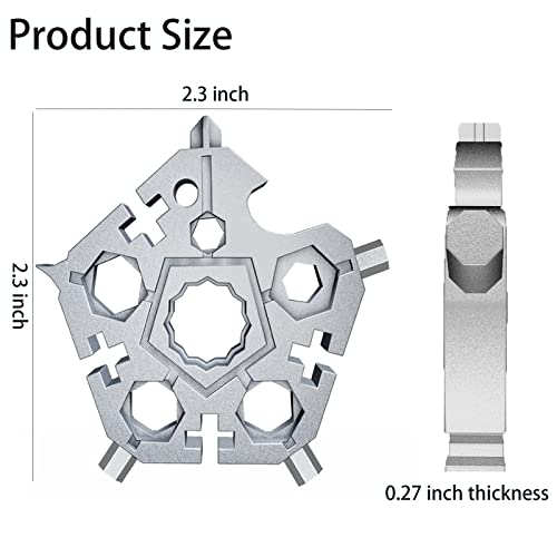 23-in-1 Snowflake Multitool Stainless Steel Multitool,Chxico 23-in-1 Stainless Multi-tool with Key Ring,Gift for Christmas(Silver)