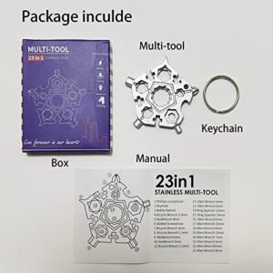 23-in-1 Snowflake Multitool Stainless Steel Multitool,Chxico 23-in-1 Stainless Multi-tool with Key Ring,Gift for Christmas(Silver)