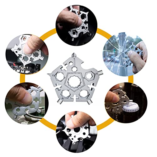 23-in-1 Snowflake Multitool Stainless Steel Multitool,Chxico 23-in-1 Stainless Multi-tool with Key Ring,Gift for Christmas(Silver)