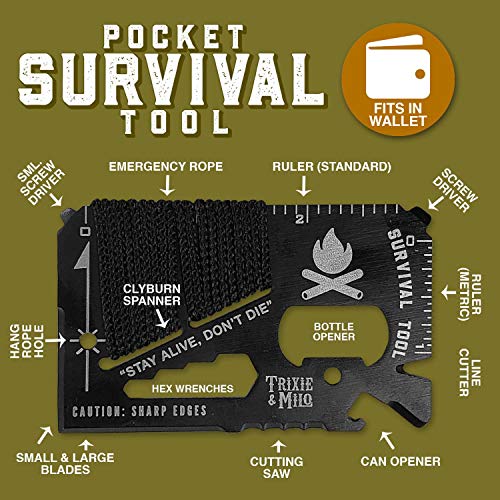 Trixie & Milo Pocket Survival Tool - Camping Accessories, Survival Tool, Wallet Tool, Credit Card Tool, Pocket Tool Set, Unique Gifts for Men, Pocket Tool, Credit Card Multitool, Survival Gear