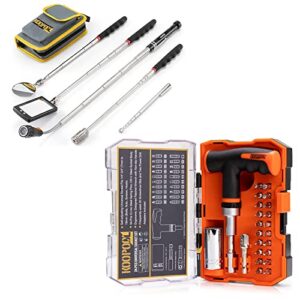 KOOPOOL Universal Socket Tool Set (1/4"-3/4") 25-Piece (A) with Magnetic Pickup Tool Set 5-Piece (B)