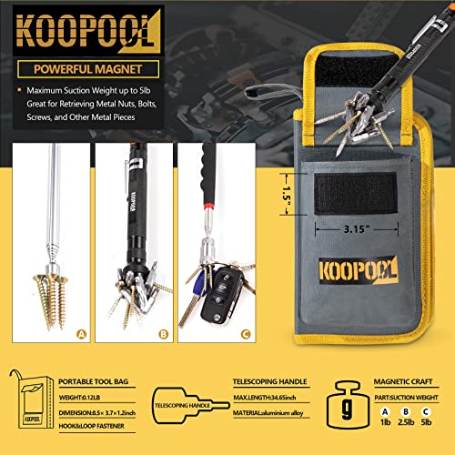 KOOPOOL Universal Socket Tool Set (1/4"-3/4") 25-Piece (A) with Magnetic Pickup Tool Set 5-Piece (B)