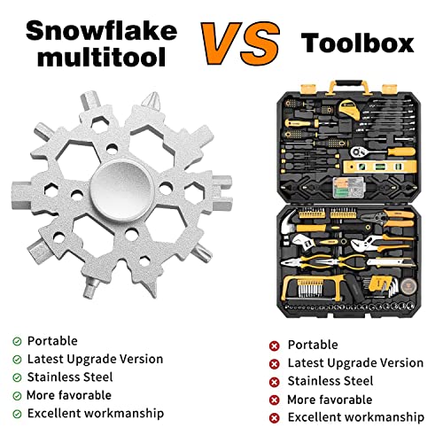 Snowflake Multitool,23-in-1 Multi Tool for Men with Fidget Spinner Function,Cool Gadgets for Men Dad Husband Boyfriend,Multitool for Outdoor,Cycling,Skiing