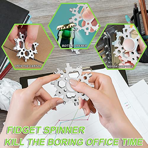 Snowflake Multitool,23-in-1 Multi Tool for Men with Fidget Spinner Function,Cool Gadgets for Men Dad Husband Boyfriend,Multitool for Outdoor,Cycling,Skiing