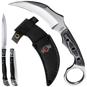 bundle of 2 items – pocket knife for men – folding knofe – edc fold knives – sharp blade knifes – camping knives – csgo karambits for men and women – best for hiking survival hunting fishing