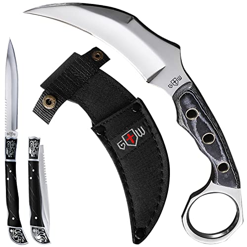 Bundle of 2 Items - Pocket Knife for Men - Folding Knofe - EDC Fold Knives - Sharp Blade Knifes - Camping Knives - CSGO Karambits for Men and Women - Best for Hiking Survival Hunting Fishing