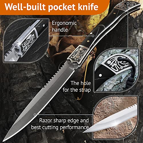 Bundle of 2 Items - Pocket Knife for Men - Folding Knofe - EDC Fold Knives - Sharp Blade Knifes - Camping Knives - CSGO Karambits for Men and Women - Best for Hiking Survival Hunting Fishing