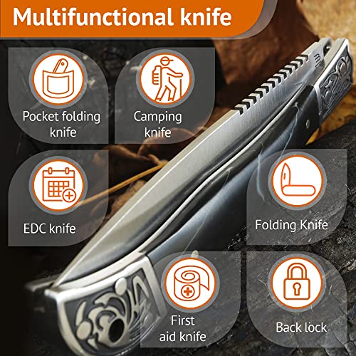 Bundle of 2 Items - Pocket Knife for Men - Folding Knofe - EDC Fold Knives - Sharp Blade Knifes - Camping Knives - CSGO Karambits for Men and Women - Best for Hiking Survival Hunting Fishing