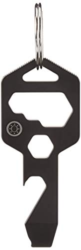 CLOSS 8 in 1 Titanium Multitool Keychain- Bottle Opener, Screwdriver and Wrench (Black) (1, Black)