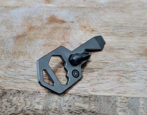 CLOSS 8 in 1 Titanium Multitool Keychain- Bottle Opener, Screwdriver and Wrench (Black) (1, Black)