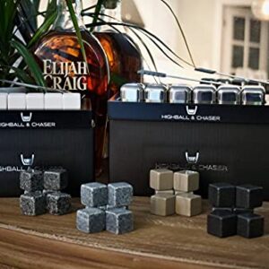 Highball & Chaser Whiskey Stones Chilling Rocks 6 Chilling Cubes Great Whiskey Gift for Men (White)