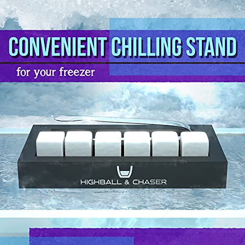 Highball & Chaser Whiskey Stones Chilling Rocks 6 Chilling Cubes Great Whiskey Gift for Men (White)