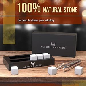 Highball & Chaser Whiskey Stones Chilling Rocks 6 Chilling Cubes Great Whiskey Gift for Men (White)