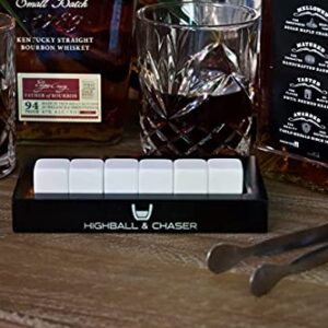 Highball & Chaser Whiskey Stones Chilling Rocks 6 Chilling Cubes Great Whiskey Gift for Men (White)