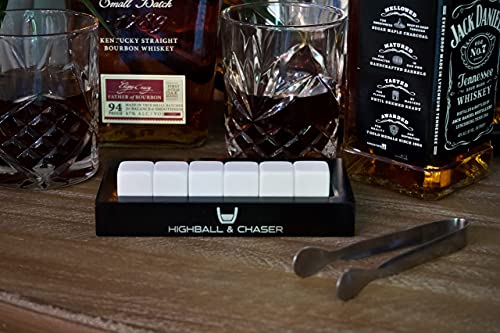 Highball & Chaser Whiskey Stones Chilling Rocks 6 Chilling Cubes Great Whiskey Gift for Men (White)